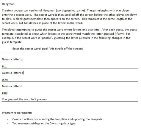 Solved Hangman Create A Two Person Version Of Hangman