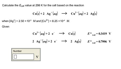 Calculate The E Cell Value At 298 K The Cell Based