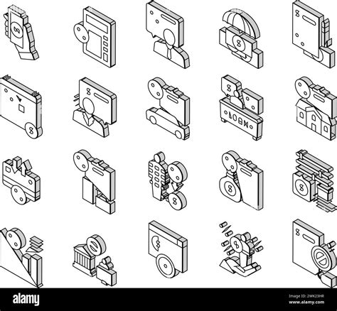 Loan Financial Credit Collection Isometric Icons Set Vector Stock
