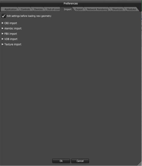 The Geometry Import Settings