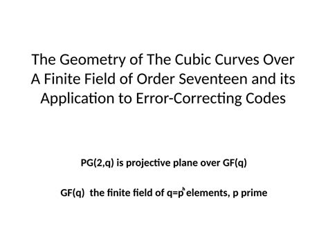 Pdf The Geometry Of The Cubic Curves Over A Finite Field Of Order