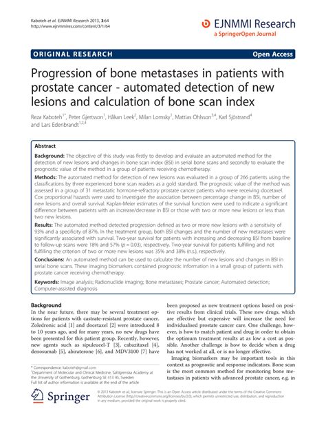Pdf Progression Of Bone Metastases In Patients With Prostate Cancer Automated Detection Of