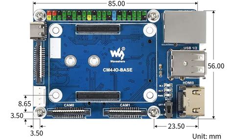 waveshare mini base board for raspberry pi compute module 4 robotshop