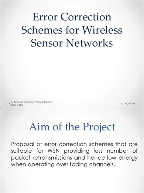 Error Correction Schemes For Wireless Sensor Networks Pdf Forward Error Correction Error
