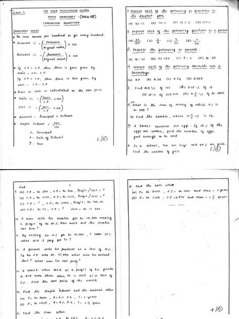 7 Comparing Quantities Worksheet Pdf
