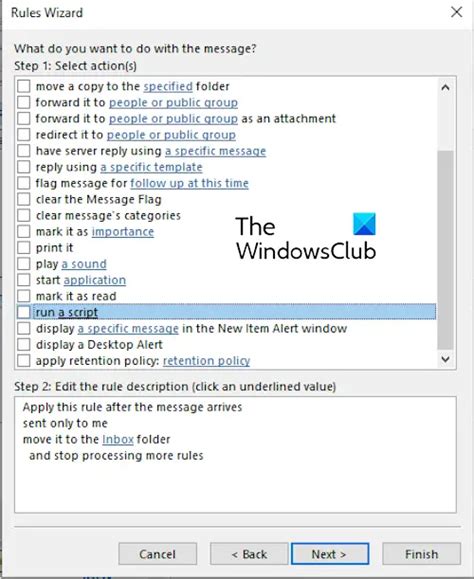 Run A Script Option Missing In Outlook Rules Restore It