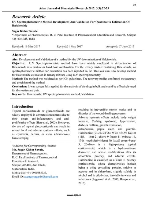 Uv Spectrophotometric Method Development And Validation For Quantitative Estimation Of