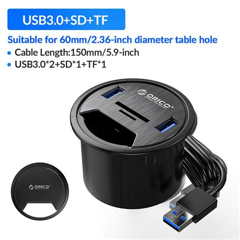 ORICO USB 3 0 HUB ประเภท C High Speed Splitter Desktop Grommet Hub พรอมพอรตเสยง SD TF DESK