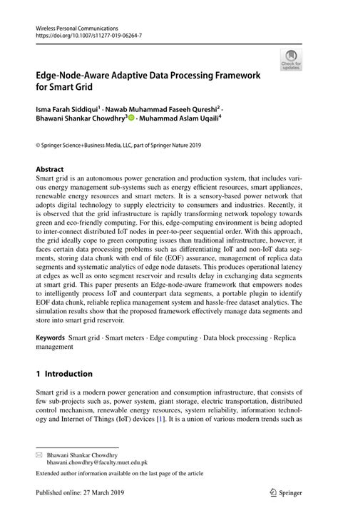 PDF EdgeNodeAware Adaptive Data Processing Framework For Smart Grid