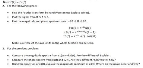 solved note r t tu t 2 for the following signals