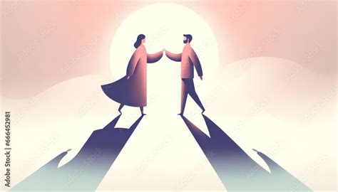Flat Illustration Of Two Individuals Casting Symbolizing Unity And