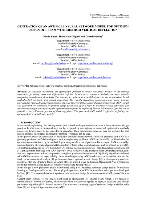 pdf generation of an artifical neural network model for optimum