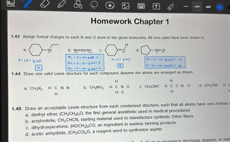 Homework Chapter 1 143 Assign Formal Charges StudyX
