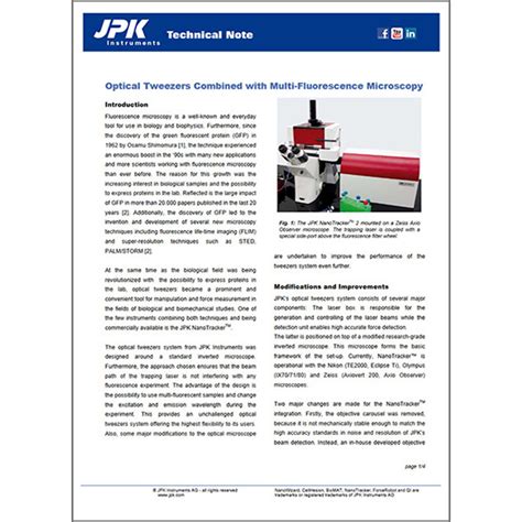 Free Pdf Optical Tweezers Combined With Multi Fluorescence Microscopy