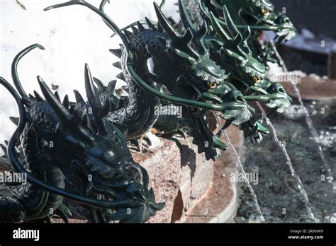 Snow On Kuzuryu Shrine And Ryujin Sprins Stock Photo Alamy