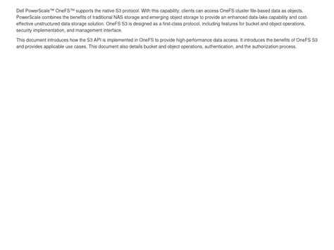 Overview Dell Powerscale Onefs S3 Overview Dell Technologies Info Hub