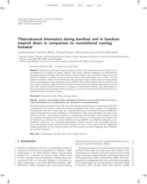 Pdf Tibiocalcaneal Kinematics During Barefoot And In Barefoot Inspired Shoes In Comparison To