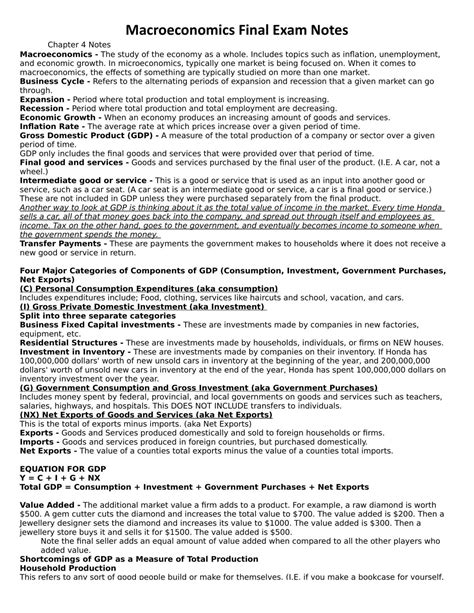 Macroeconomics Final Exam Notes Econ 1100 Introductory Macroeconomics Uoguelph Thinkswap