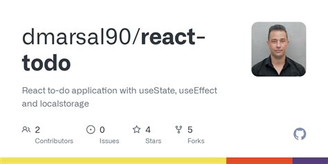 Github Dmarsal90react Todo React To Do Application With Usestate Useeffect And Localstorage