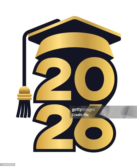Graduation 2026 Golden Mortarboard Celebration Year Number Vertical
