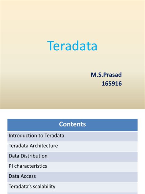 Introduction To Teradata Download Free Pdf Database Index Databases