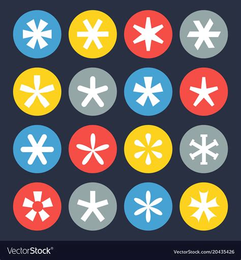 Asterisk Symbol Set Royalty Free Vector Image Vectorstock