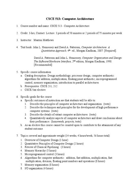 csce 513 computer architecture quantitative approach 4 pdf