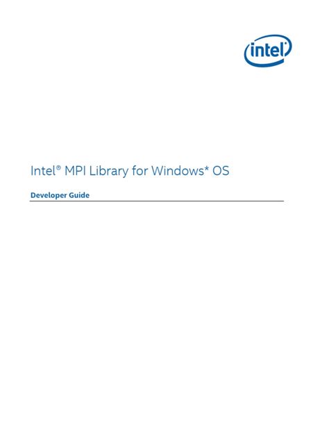 Intel® Mpi Library For Windows Os Developer Guide Pdf Message