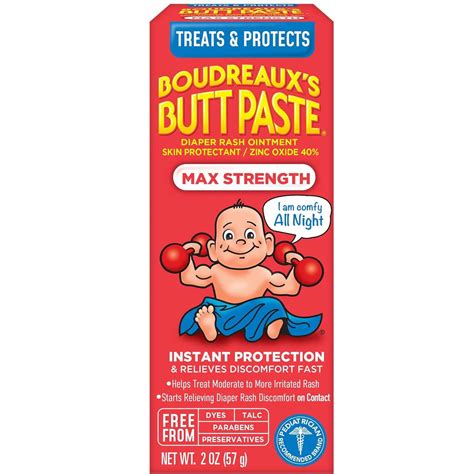 Boudreauxs Maximum Strength Butt Paste Diaper Rash Ointment 2 Oz