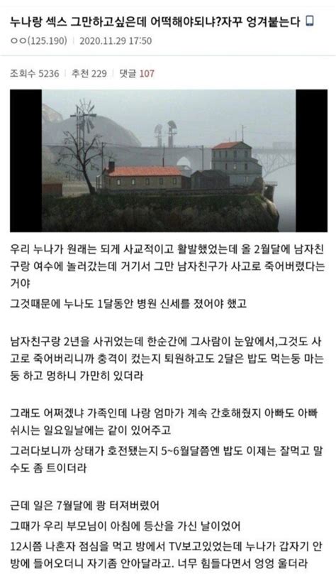 누나랑 ㅅㅅ 그만하고 싶다는 디씨인 포텐 터짐 최신순 에펨코리아