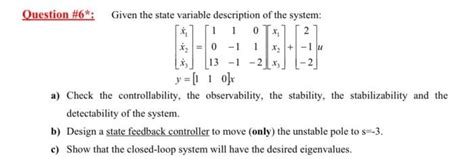 solved lestion 6 given the state variable description of