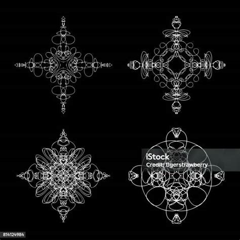 아름 다운 Boho 만다라 세팅된 라운드 신성한 형상 원형 요소 손에 이끌려 민족 미술을 했다 플래시 문신 스케치 점성술 연금술 영적 마법의 상징 화입니다 벡터입니다