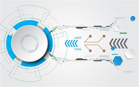 다양 한 기술 요소 하이테크 통신 개념 혁신 배경 원 빈 공간 텍스트와 함께 회색 흰색 추상적인 기술 배경 0명에 대한 스톡 벡터 아트 및 기타 이미지 Istock
