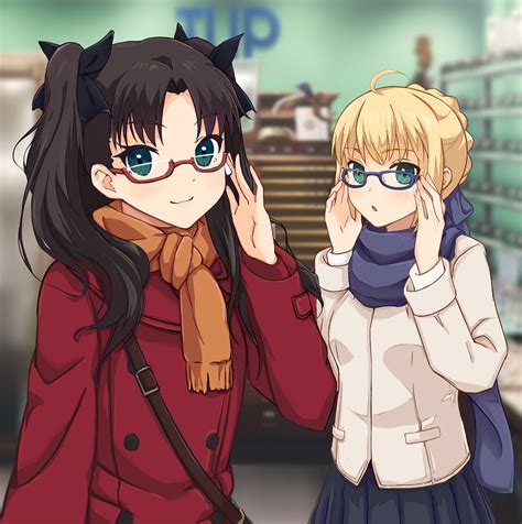 Artoria Pendragon Saber And Tohsaka Rin Fate And 1 More Drawn By