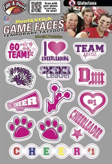 Cheerleading Face Tattoos Wholesale Cheer Bluegray Game Faces® Peel