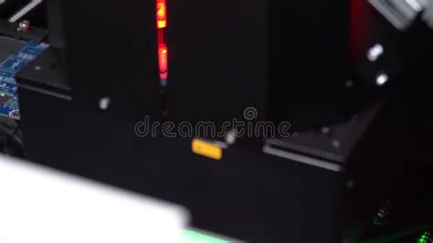 Macro Shot Of Automatic Pick And Place Machine Quickly Installs Macro Shot Of Automatic Pick And Place Machine Quickly Installs