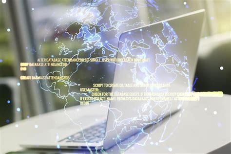 Exposition Multiple Dhologramme De Langage De Programmation Abstrait Avec Carte Du Monde Sur