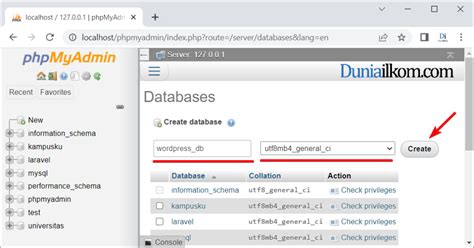 Cara Membuat Database MySQL Dengan Phpmyadmin Duniailkom