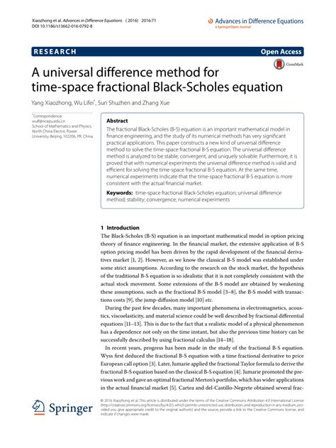 Pdf A Universal Difference Method For Time Space Fractional Black