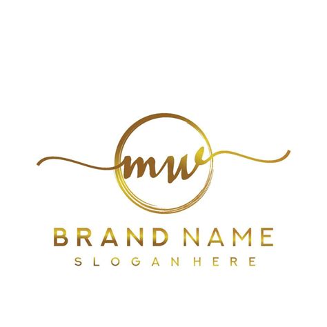 Initial Mw Handwriting Logo With Circle Hand Drawn Template Vector
