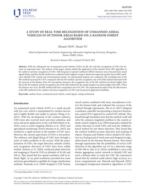 PDF A Study Of Real Time Recognition Of Unmanned Aerial Vehicles In Outdoor Areas Based On A