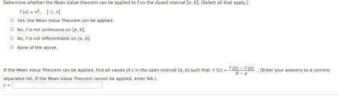 solved determine whether the mean value theorem can be
