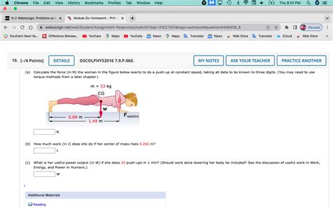 Solved A Calculate The Force In N The Woman In The Chegg Com