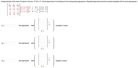Solved A Diagonalization Of The Matrix A Is Given In The