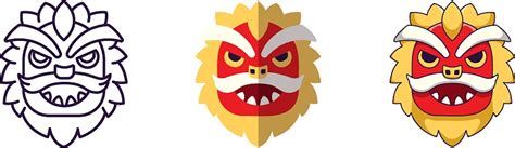 중국 설날 개념입니다 상점 상점 웹 사이트 디자인 응용 프로그램에 대 한 용 마스크의 선 평면 및 만화 삽화의 컬렉션 0명에 대한 스톡 벡터 아트 및 기타 이미지 Istock