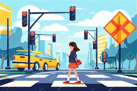 Premium Vector Pedestrian Crossing Animation And Traffic