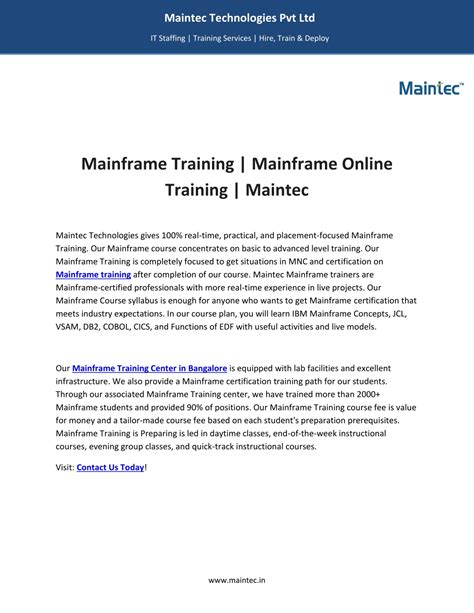Ppt Mainframe Training Maintec Powerpoint Presentation Free Download Id 12410032