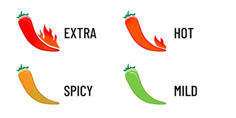 핫 레벨 여분의 매운 온화한 패스트 푸드 지표 화재 아이콘벡터 레드 칠리 페퍼 건강한 식생활에 대한 스톡 벡터 아트 및 기타