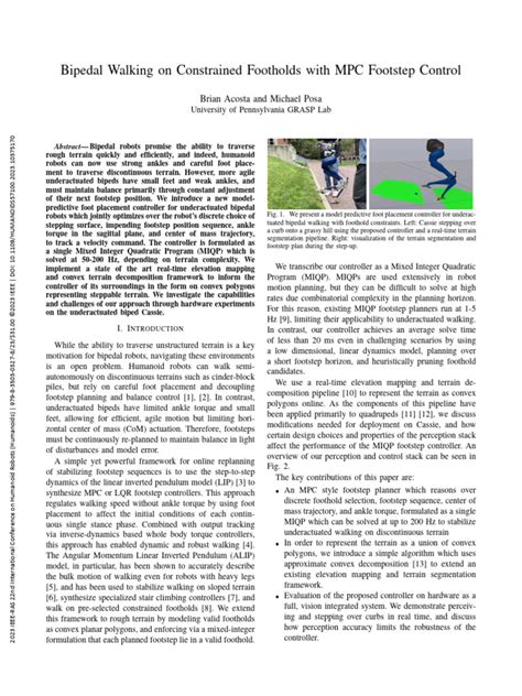 Acosta Posa 2023 Bipedal Walking On Constrained Footholds With Mpc Footstep Control Pdf