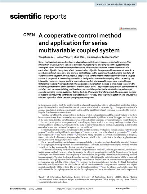 Pdf A Cooperative Control Method And Application For Series